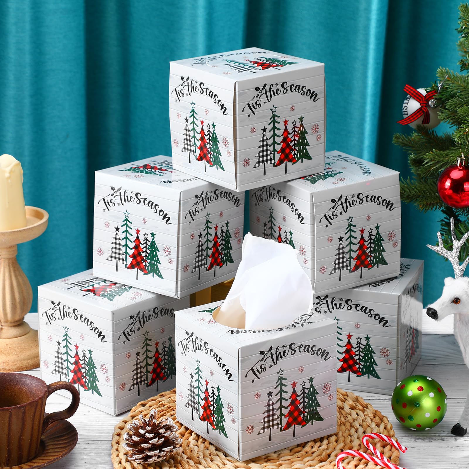 Snapklik.com : 6 Pack Large Christmas Facial Tissue Cube Box Square 480 ...