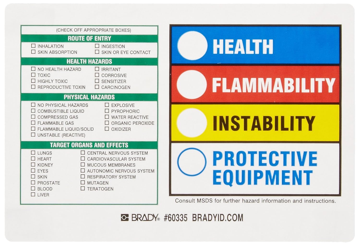 Amazon.com: Brady 60335 5-7/8" Width x 4" Height, B-235 Paper, Black ...