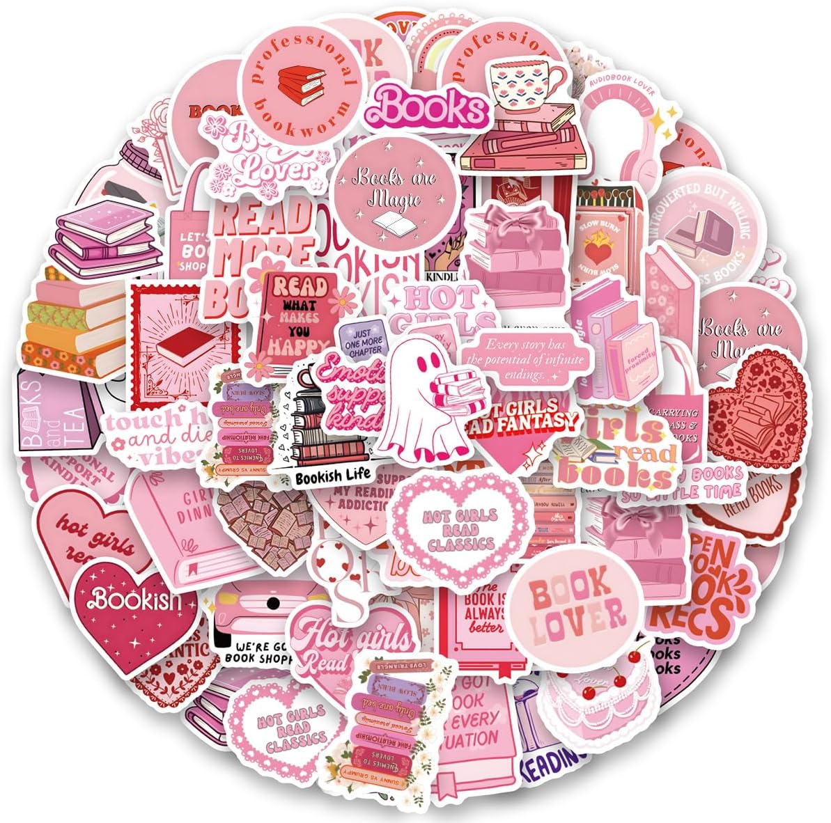 Amazon.com: 150 PCS Pink Bookish Stickers Pack,Book Stickers for Kindle ...
