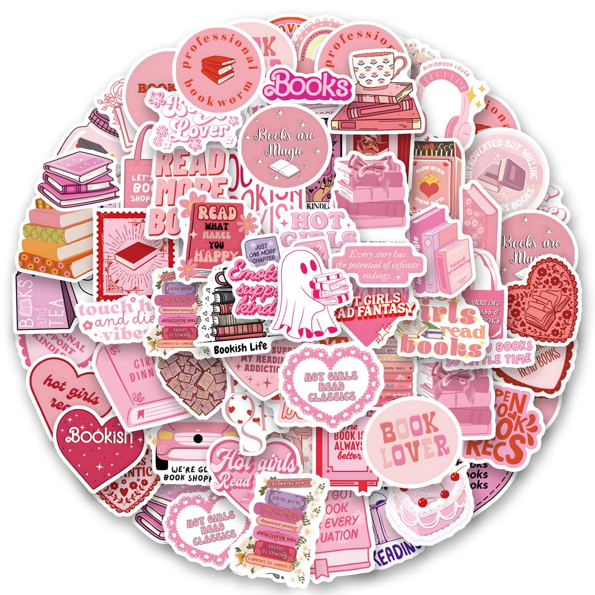Amazon.com: Anhstks 125 PCS Pink Book Stickers,Bookish Stickers for ...