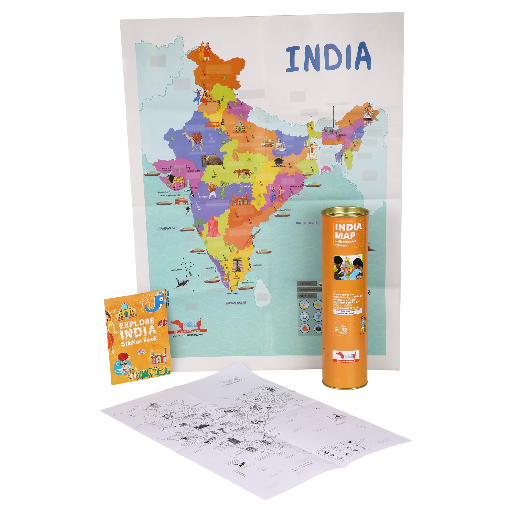 Buy CocoMoco Kids India Map with Stickers Online at Lowest Price Ever ...