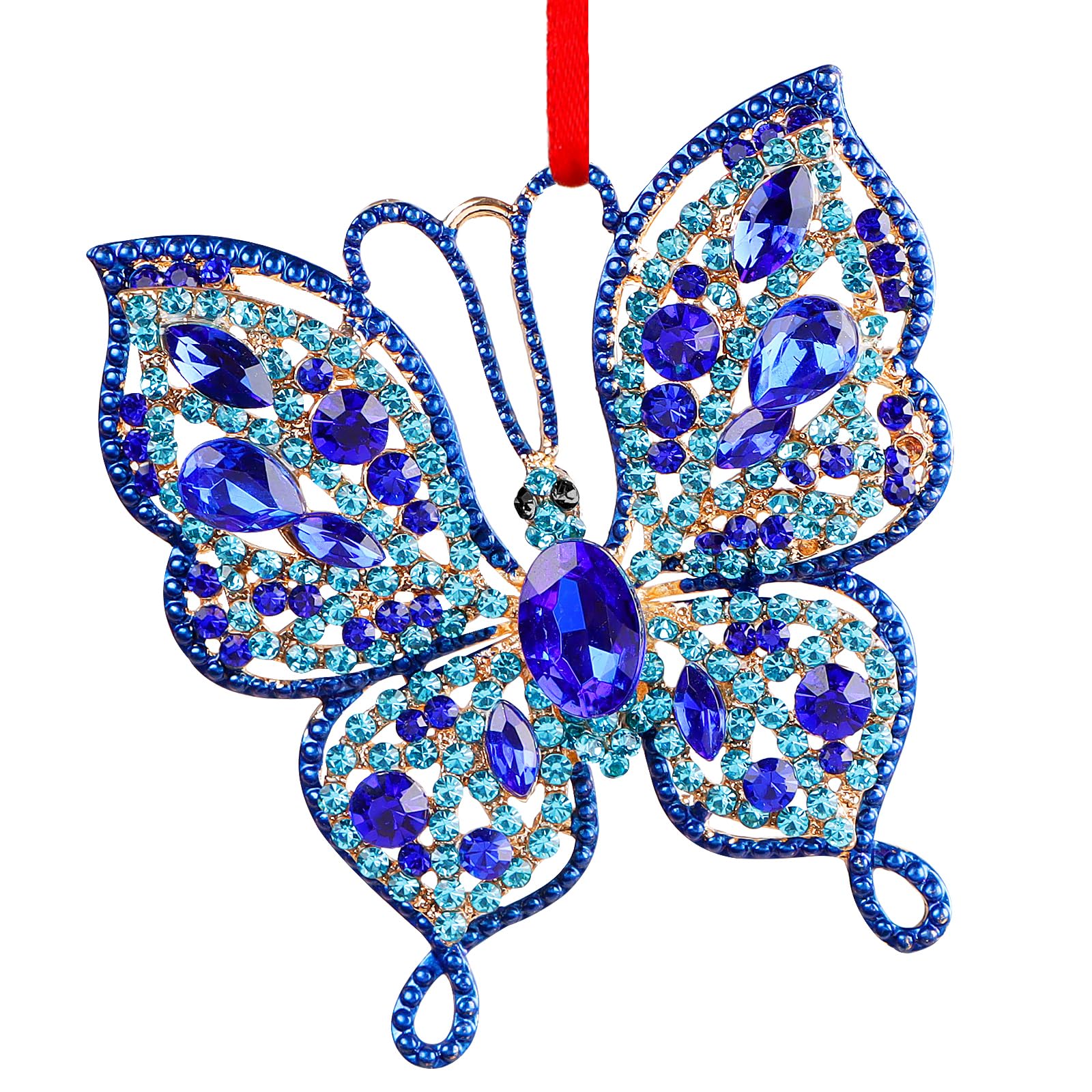Amazon.com: PETCEE Blue Butterfly Christmas Ornaments - 2024 Metal ...
