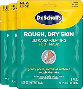 Dr. Scholl's Ultra Exfoliating Foot Peel Mask 3 Pack, Gently Peels and Softens Rough, Dry Skin ...