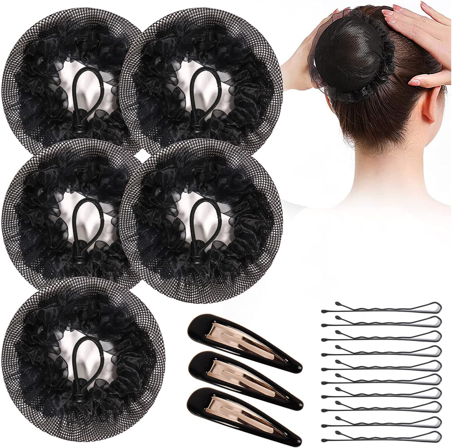 Amazon.com : 7 PACK Colored Bun Hair Nets, Ballet Hair Bun Cover for ...