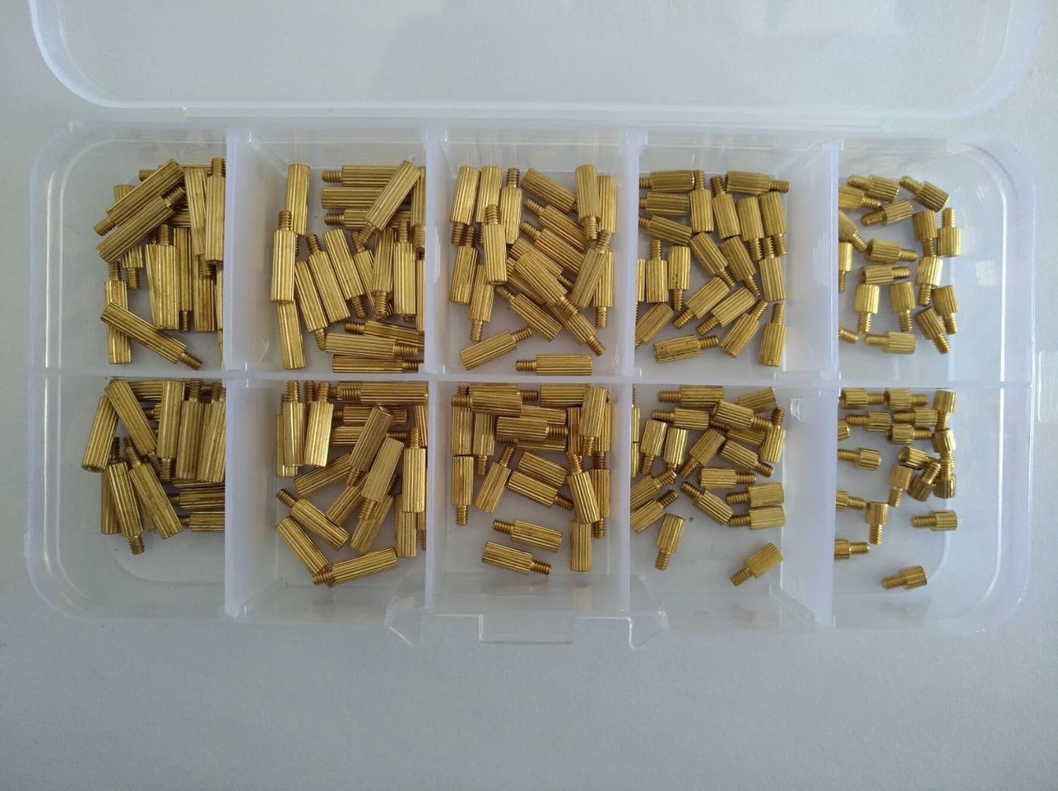 200pcs M2 brass isolation column screws single-pass bolts round knurled ...
