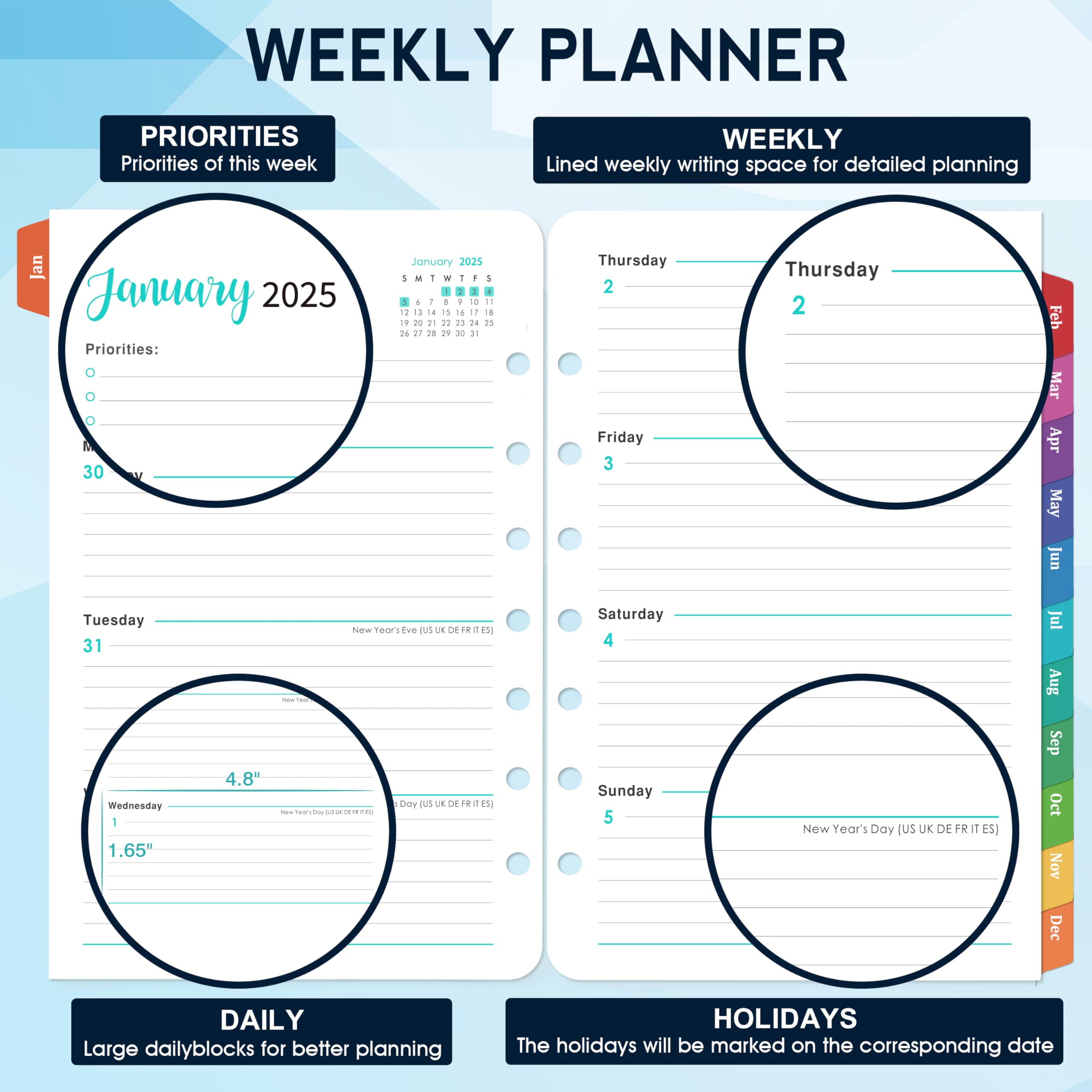 Snapklik.com : 2025 Planner Refills - 2025 Weekly Monthly Planner ...