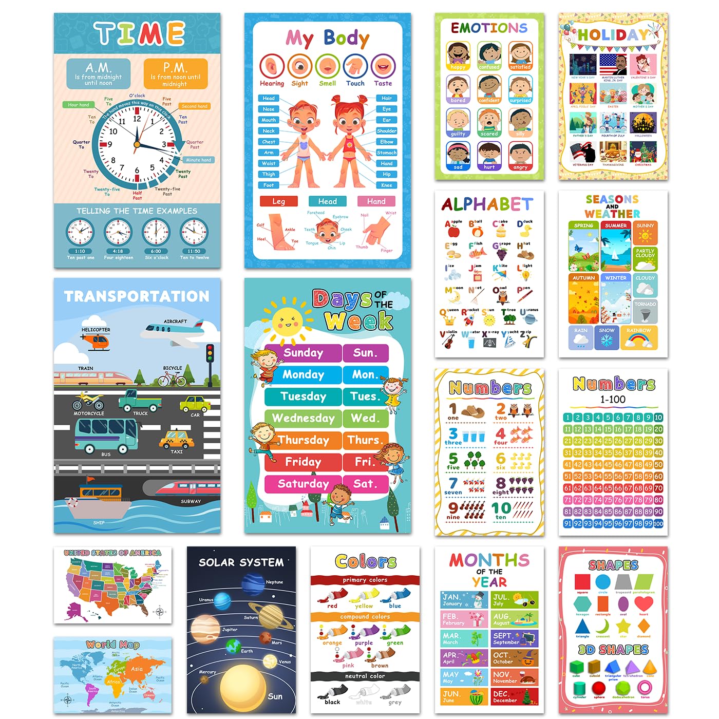 Buy FIDRTH 16pcs Educational s for Classroom & Kindergarten, School ...