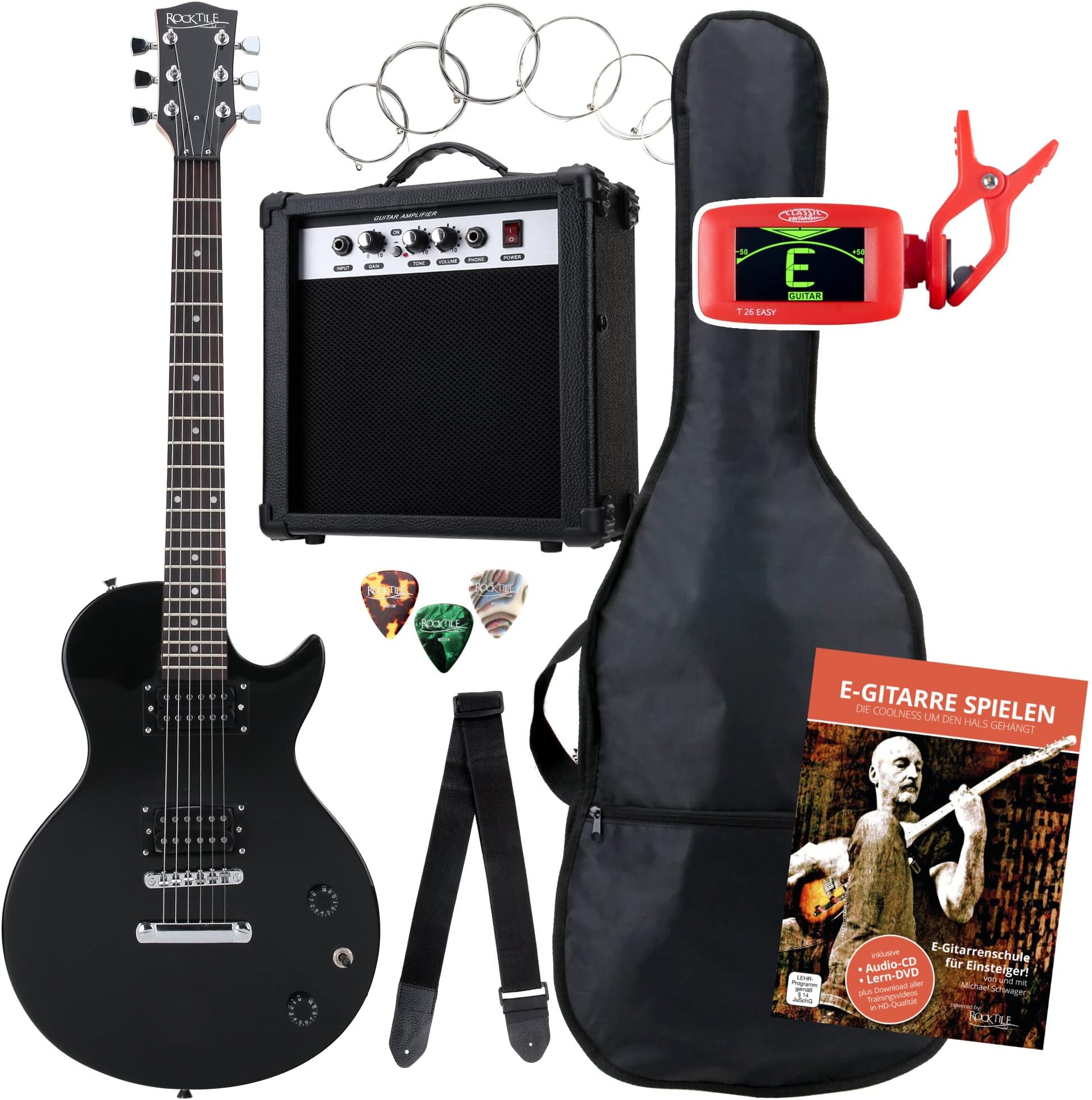 HEAVY METAL SET - ELEKTROGITARRE HEAVY SCHWARZ - VERSTÄRKER 45 WATT ...