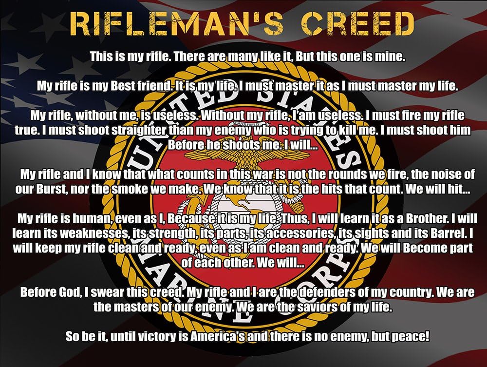 Amazon.com: Marines Creed Poster US Marines Corps USMC Riflemans Creed ...