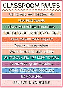 Amazon.com: Fsaoor Boho Classroom Rules Poster 11.8"x16.5" Class Rules ...