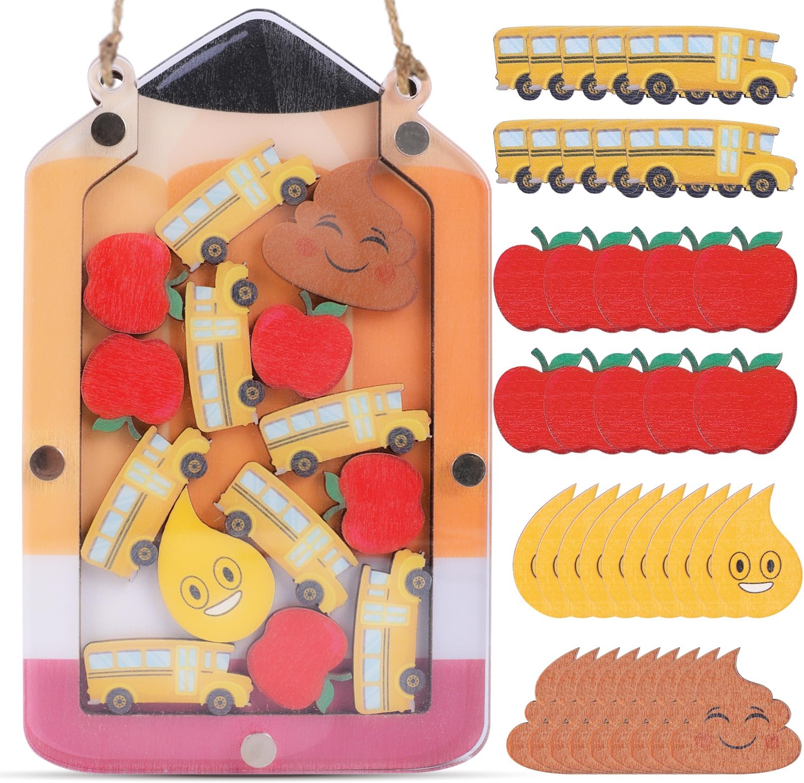 Amazon.com : 41 Pcs Back to School Apple Pencil School Bus Reward Jar ...