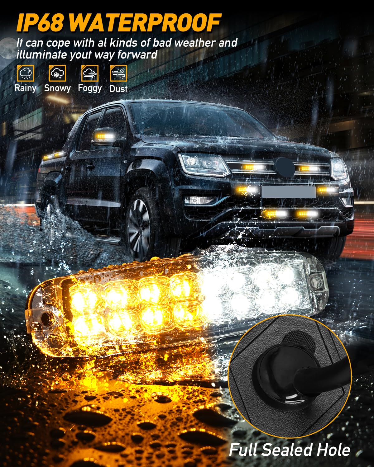 Snapklik.com : HLauto D32 Dual Color Grille Emergency Strobe Lights ...