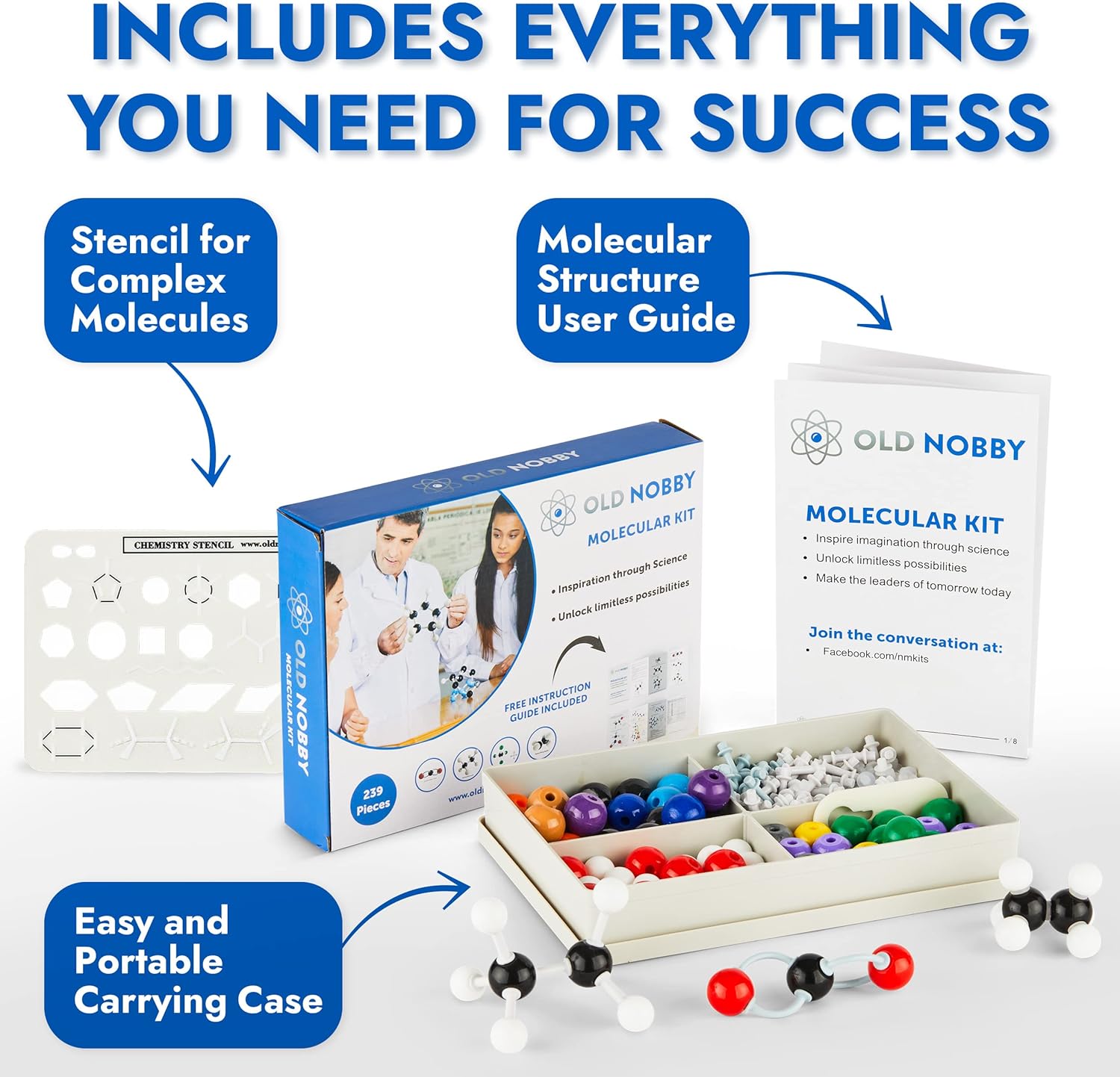 OLD NOBBY – Kit de modelo de química orgánica modelo molecular para ...