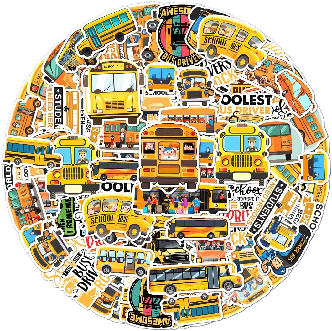 Amazon.com: 50 Pack Pcs School Bus Driver Stickers for Water Bottles ...