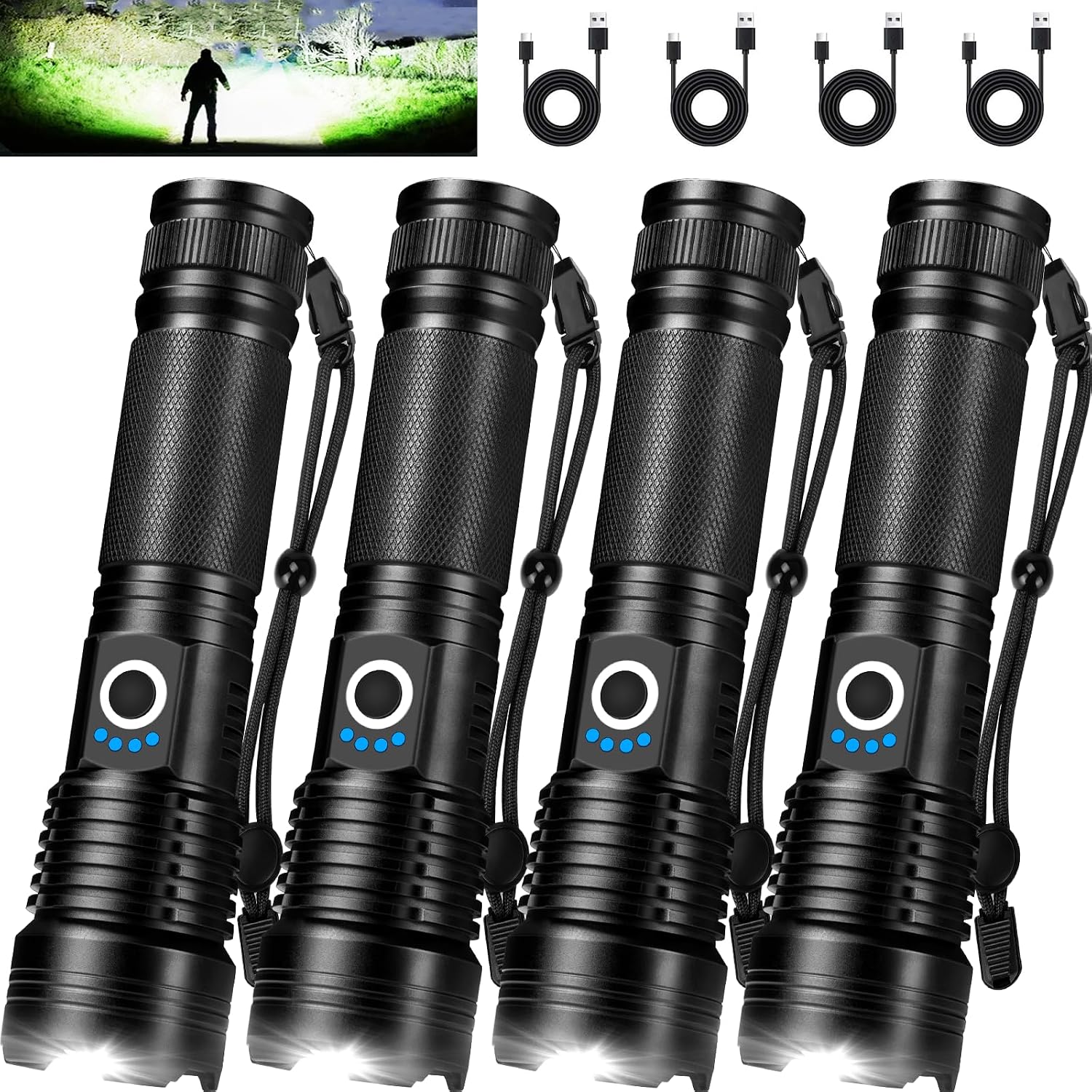 Amazon.com: MIXILIN Rechargeable Flashlights High Lumens, 4 Pack 99,000 ...