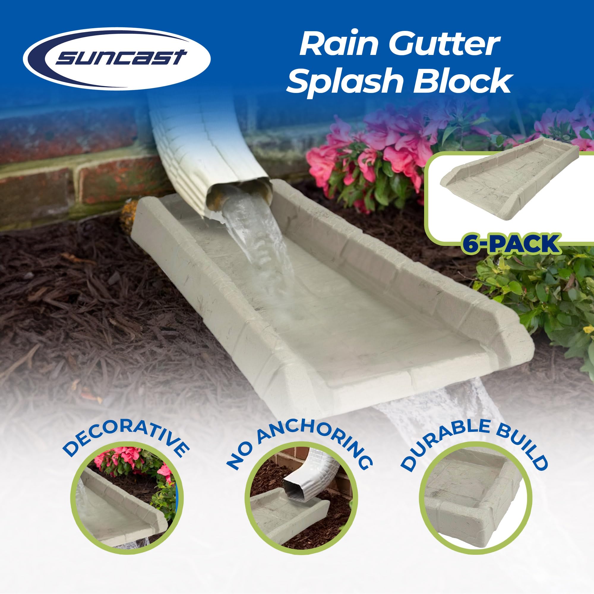 Snapklik.com : Suncast Durable Decorative Rain Gutter Downspout Erosion ...