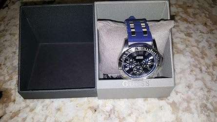 Amazon.com: GUESS Iconic Blue Stainless Steel Stain Resistant Silicone ...