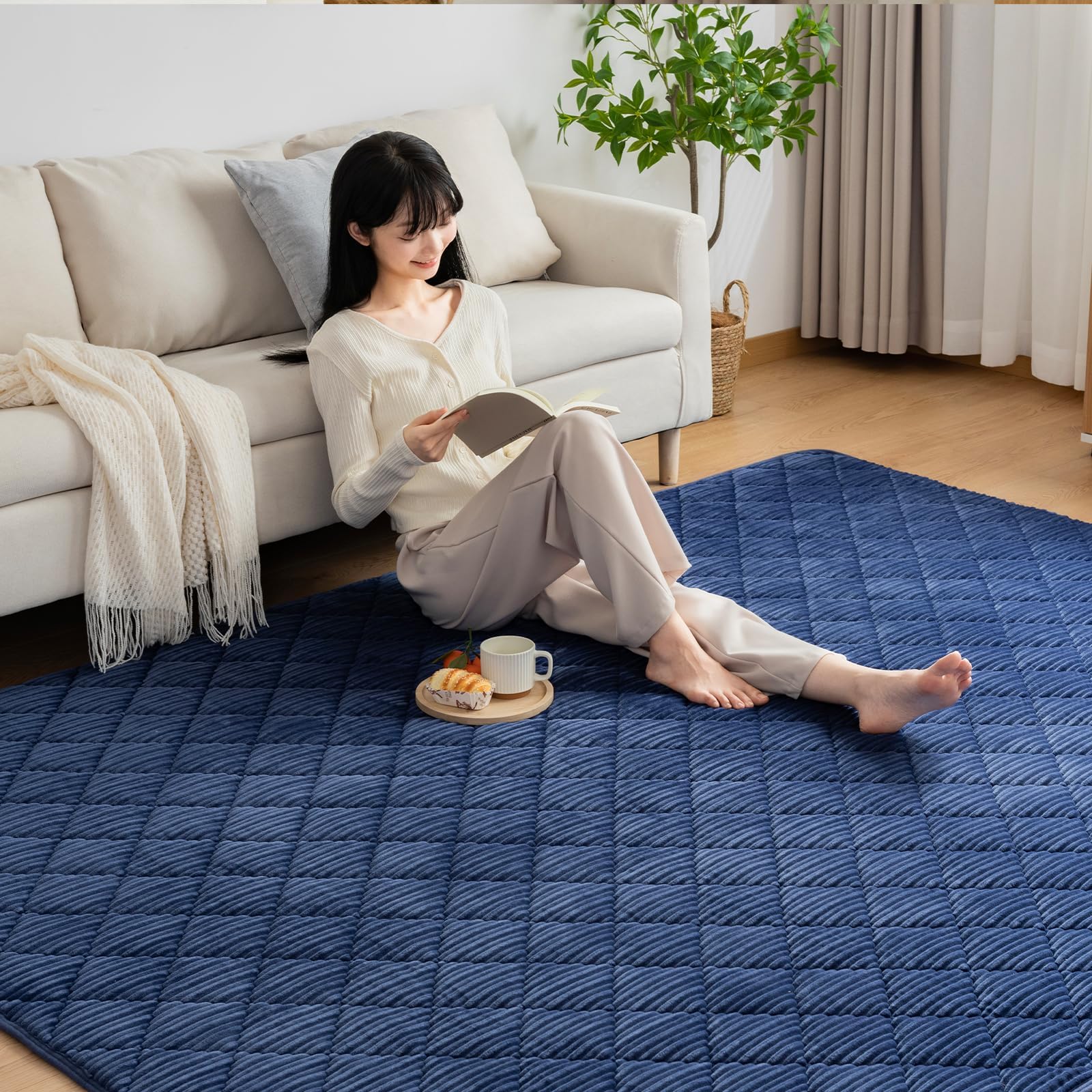 Amazon | Keusnix ラグ カーペット ラグマット 洗える 滑り止め付 3畳 絨毯 防ダニ 抗菌 防臭 オールシーズン快適に使用 床暖房 ホットカーペット対応 ふわふわ肌触り ...