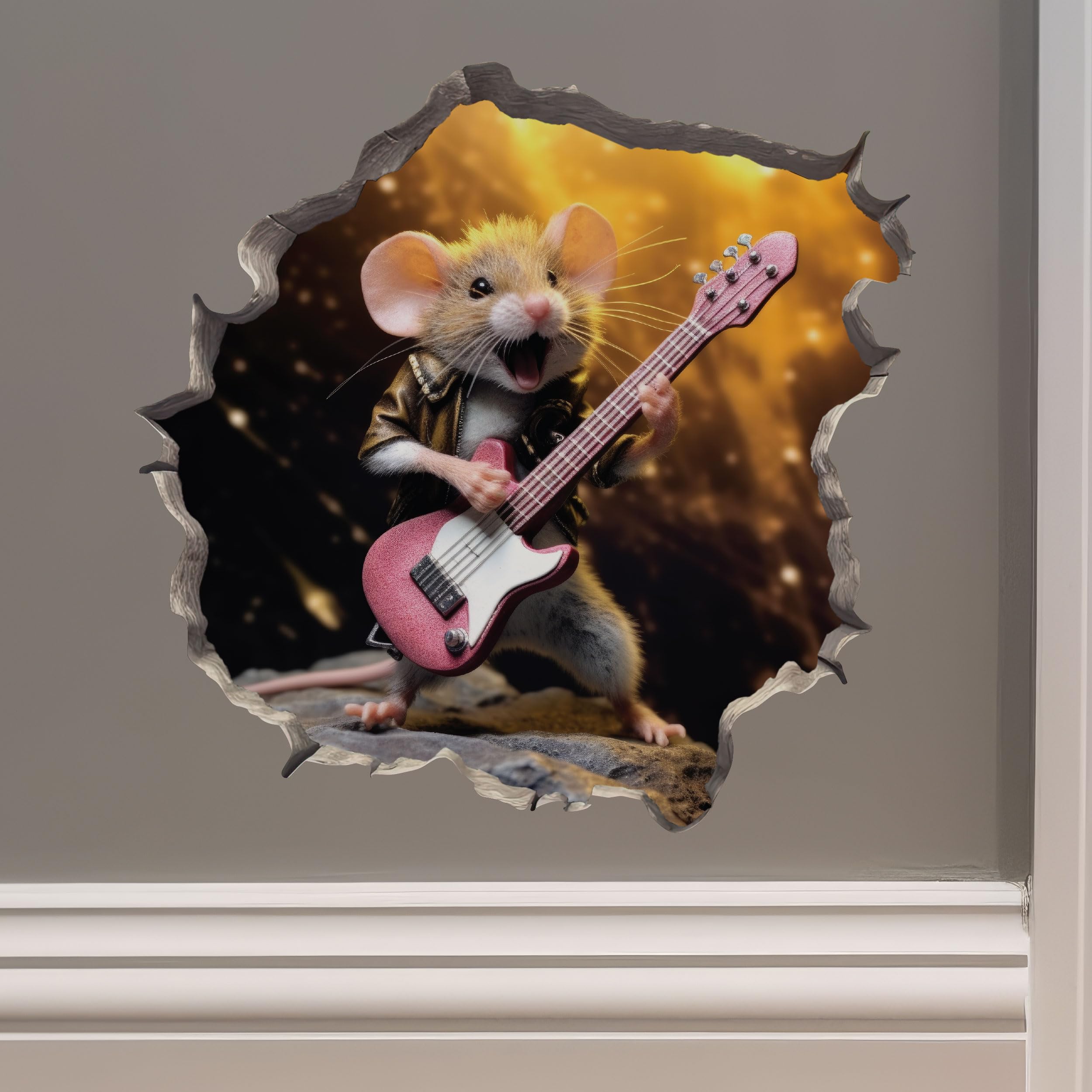 Amazon.com: Rock and Roll Mouse in Mouse Hole Decal - Mouse Hole 3D ...