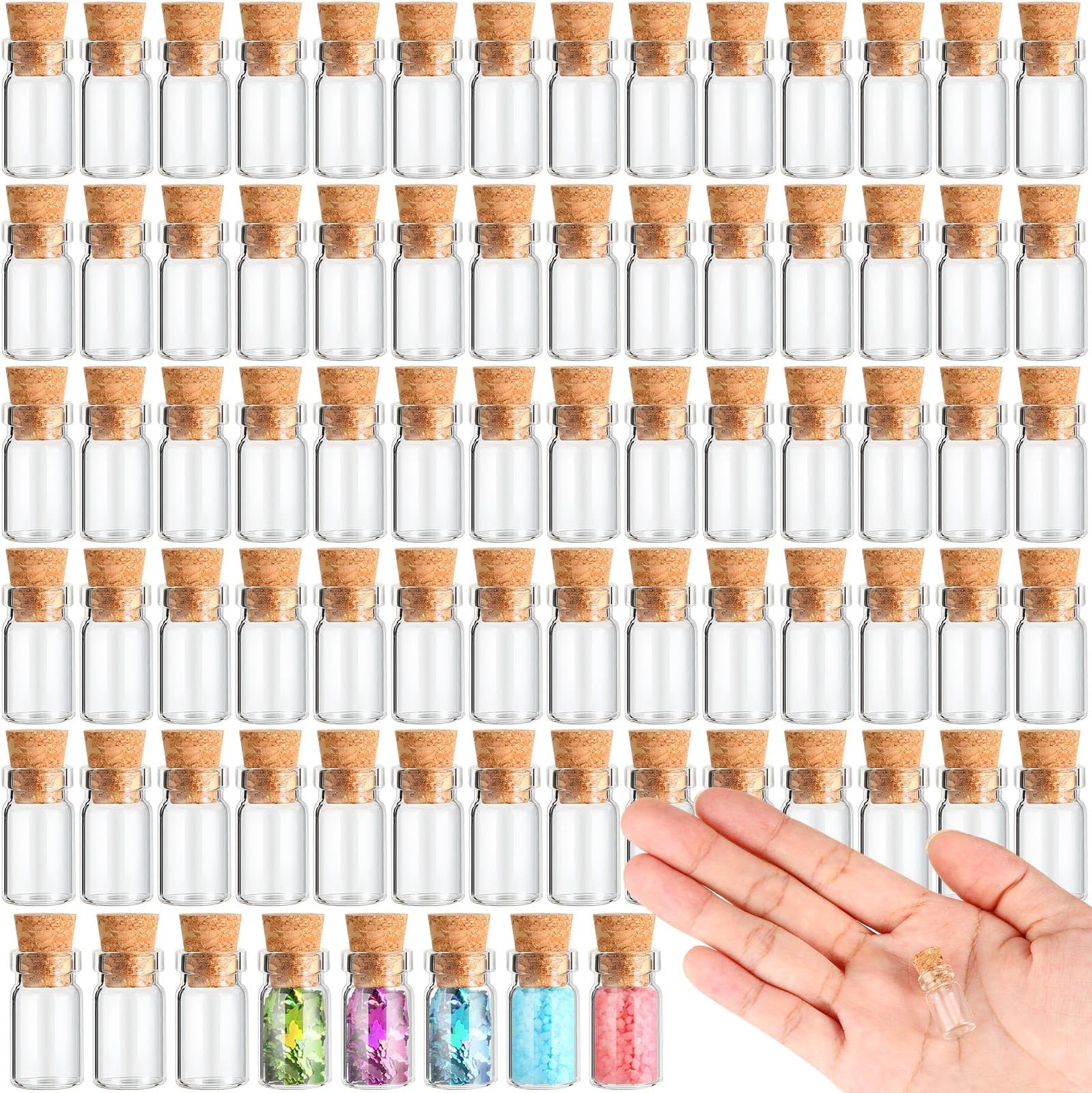 Amazon.com: Healthcom 0.5ML Vials Clear Glass Bottles Mini Tiny Jars ...