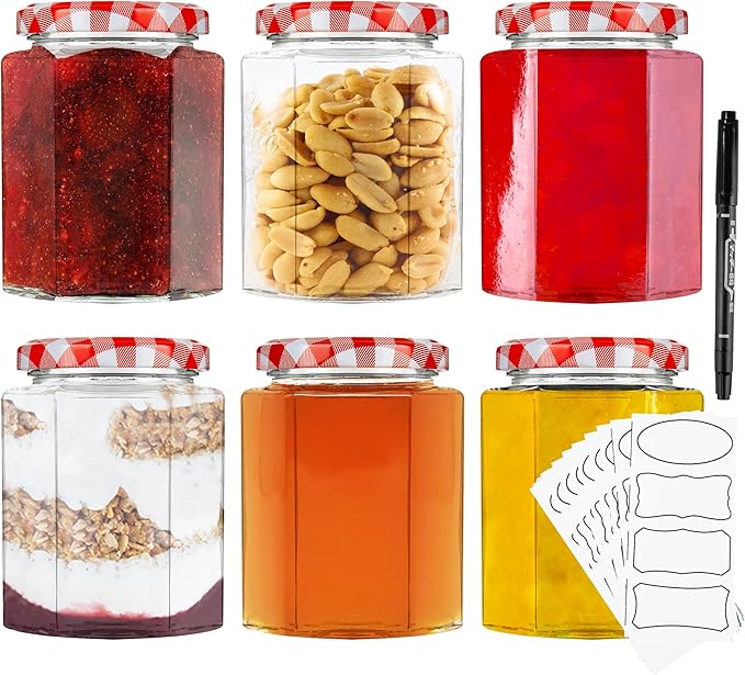 DECO EXPRESS Preserving Glass Jam Jars with Airtight Screw Lids, 250 or ...
