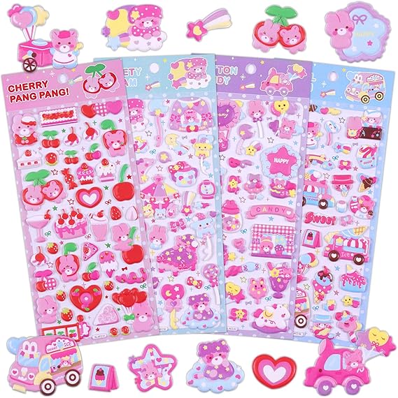 Amazon.com: Kids Stickers 4 Different Sheets, 3D Puffy Sticker for Kids ...