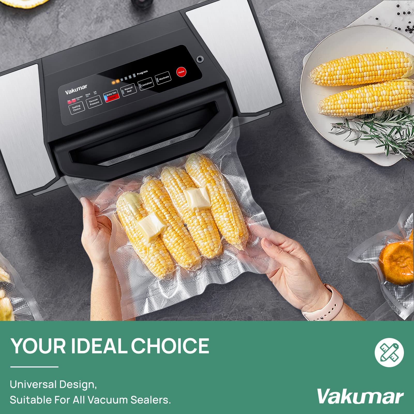 Vakumar Vacuum Sealer Bags 300 Pint 8 x 12 Inch Rolls for Food , Seal a ...