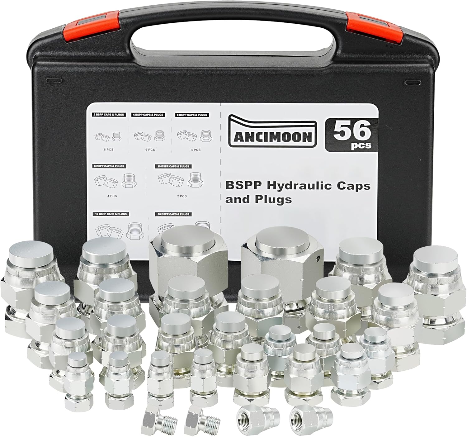 Amazon.com: ANCIMOON 56PCS BSPP Hydraulic Hose Caps and Plugs, Size 2 4 ...