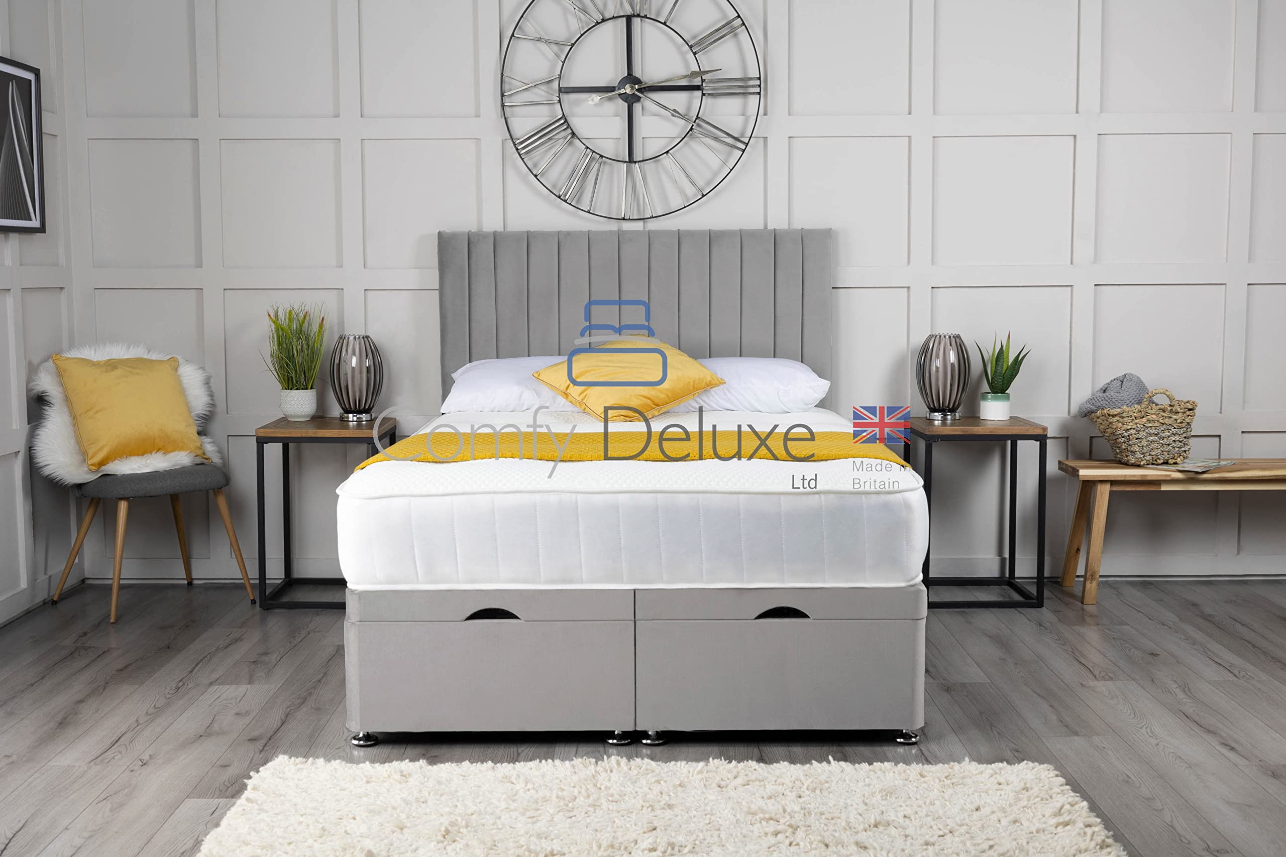 Comfy Deluxe LTD Plush Velvet Ottoman Storage Divan Bed Side Lift Open ...