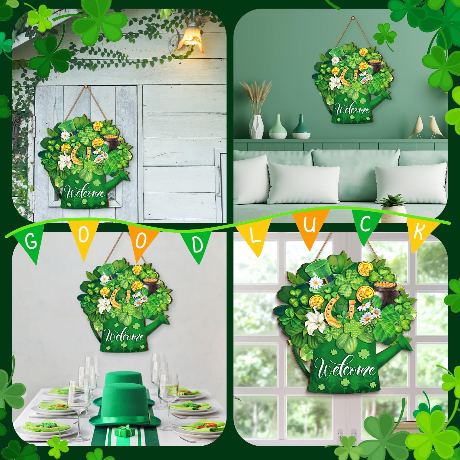 Snapklik.com : St. Patricks Day Welcome Door Sign Lucky Hanging Decor ...