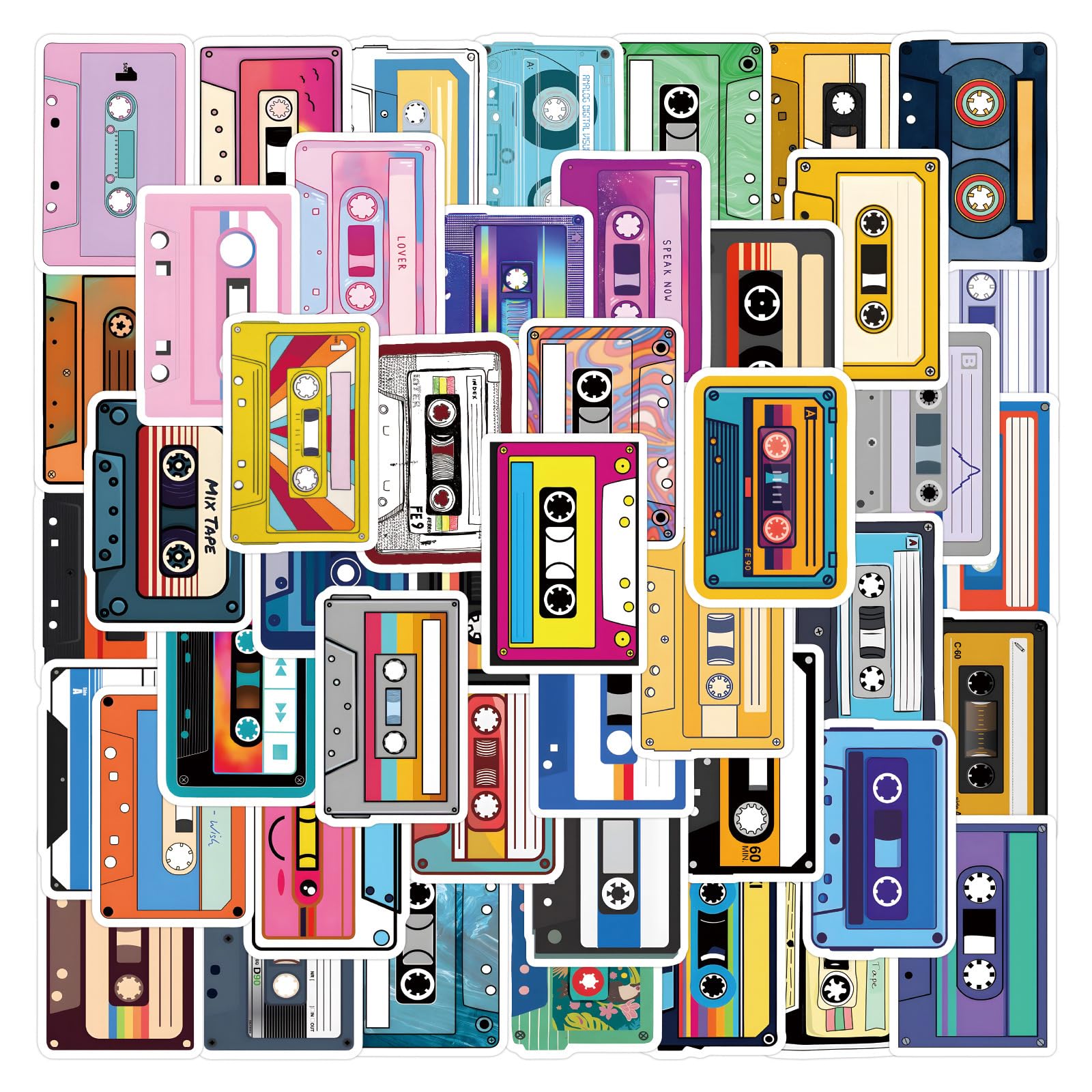 Amazon.com: 55Pcs Music Cassette Stickers, Vinyl Cartoon Album Sticker ...