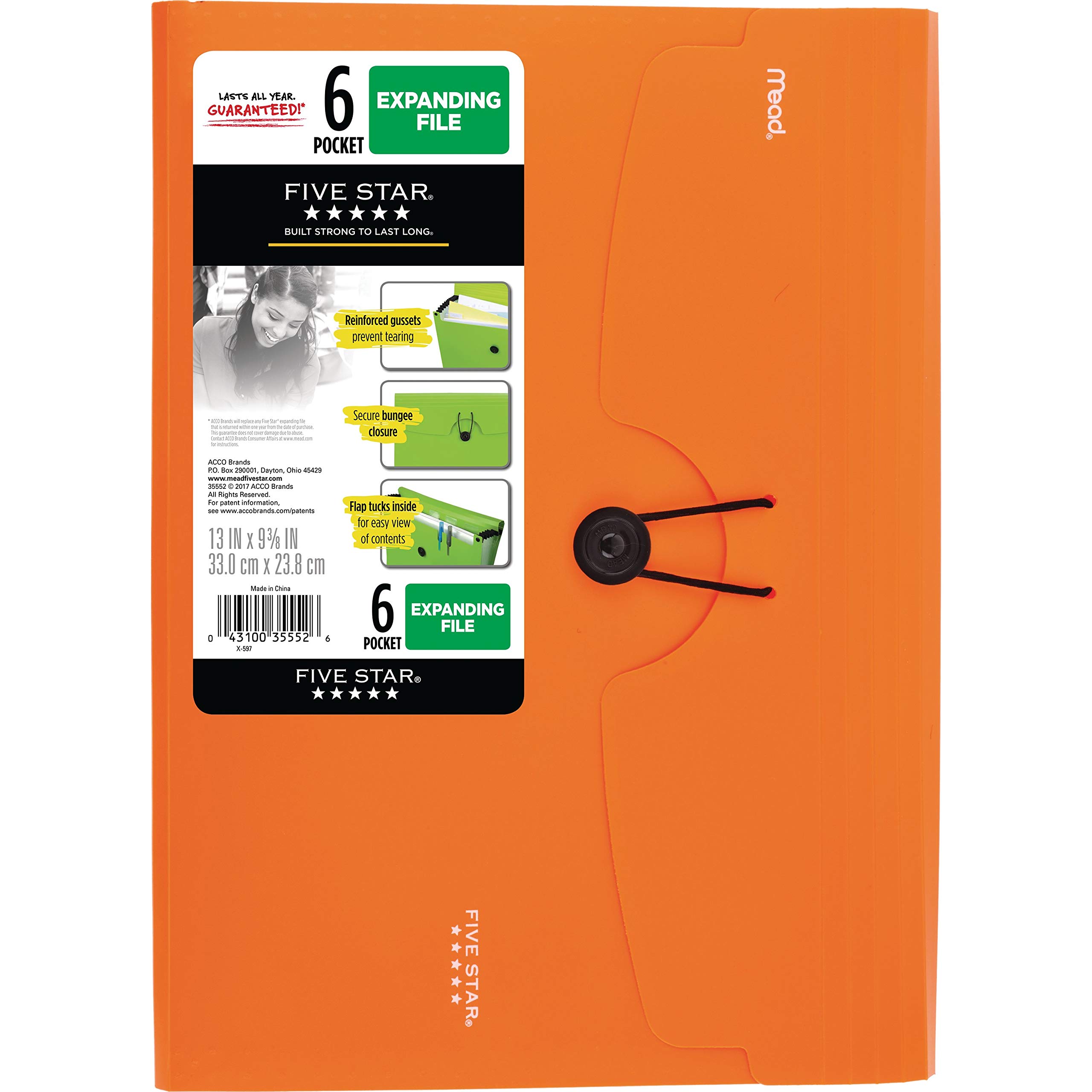 Five Star Expanding File, 7-Pocket Expandable Filing Folder, Zipper ...