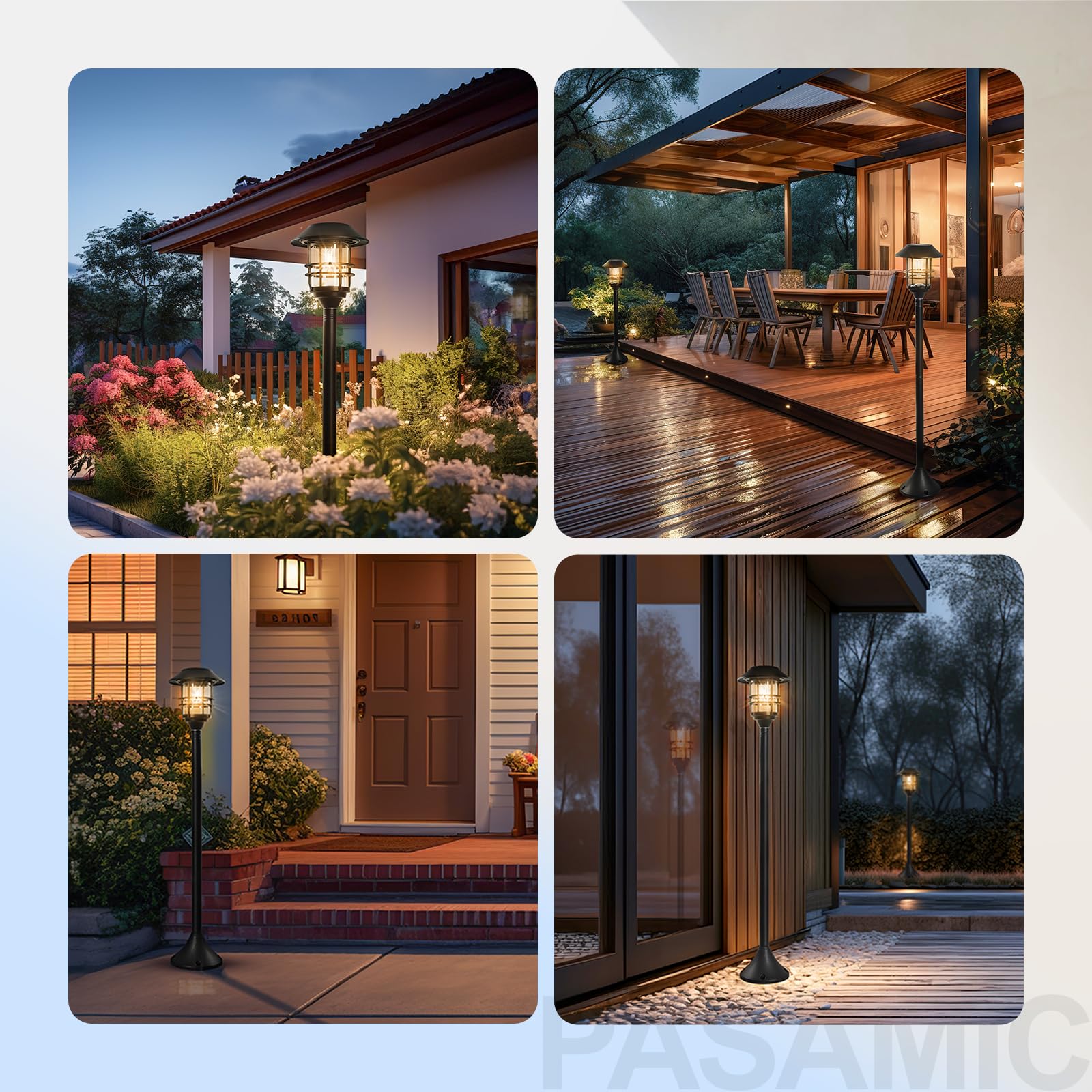 PASAMIC 63'' Solar Lamp Post Lights Outdoor 2 Pack, Waterproof Solar ...