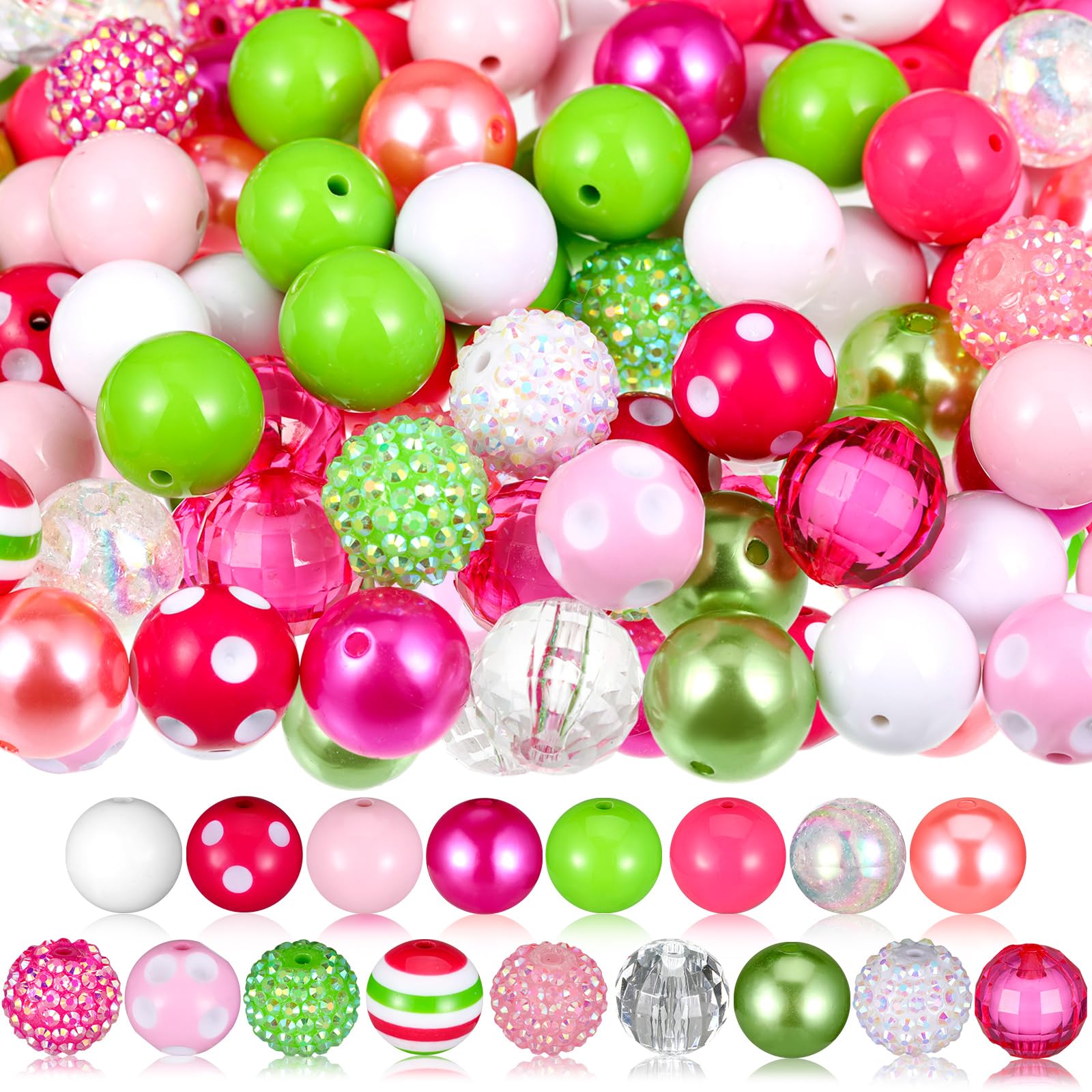 Amazon.com: Zeyune 100 Pcs Colorful Chunky Bubblegum Beads 20mm Round ...