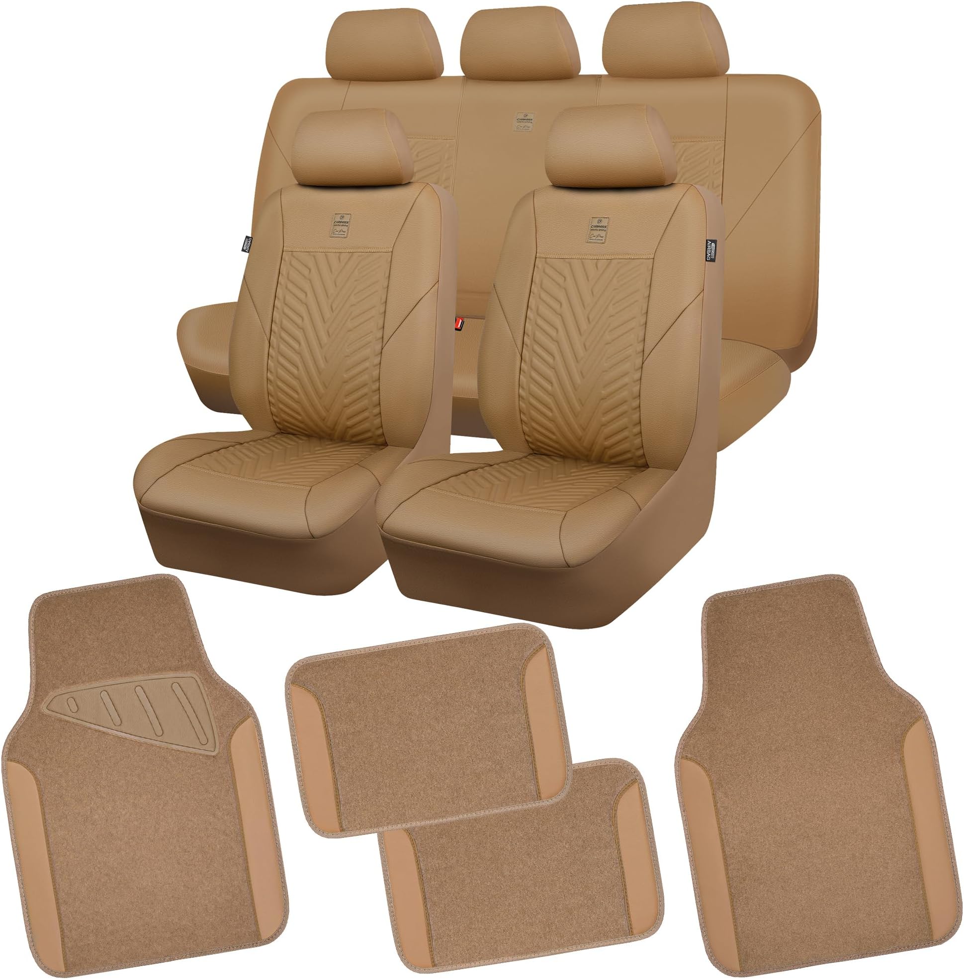 Amazon.com: CAR PASS Beige Car Carpet Floor Mats, Universal Car Mats ...