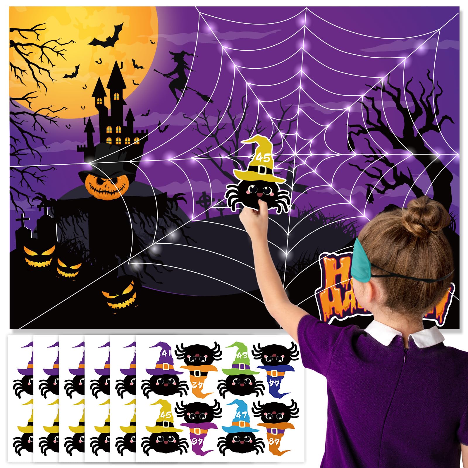 Amazon.com: OurWarm Halloween Party Games Kids Pin The Spider On The ...