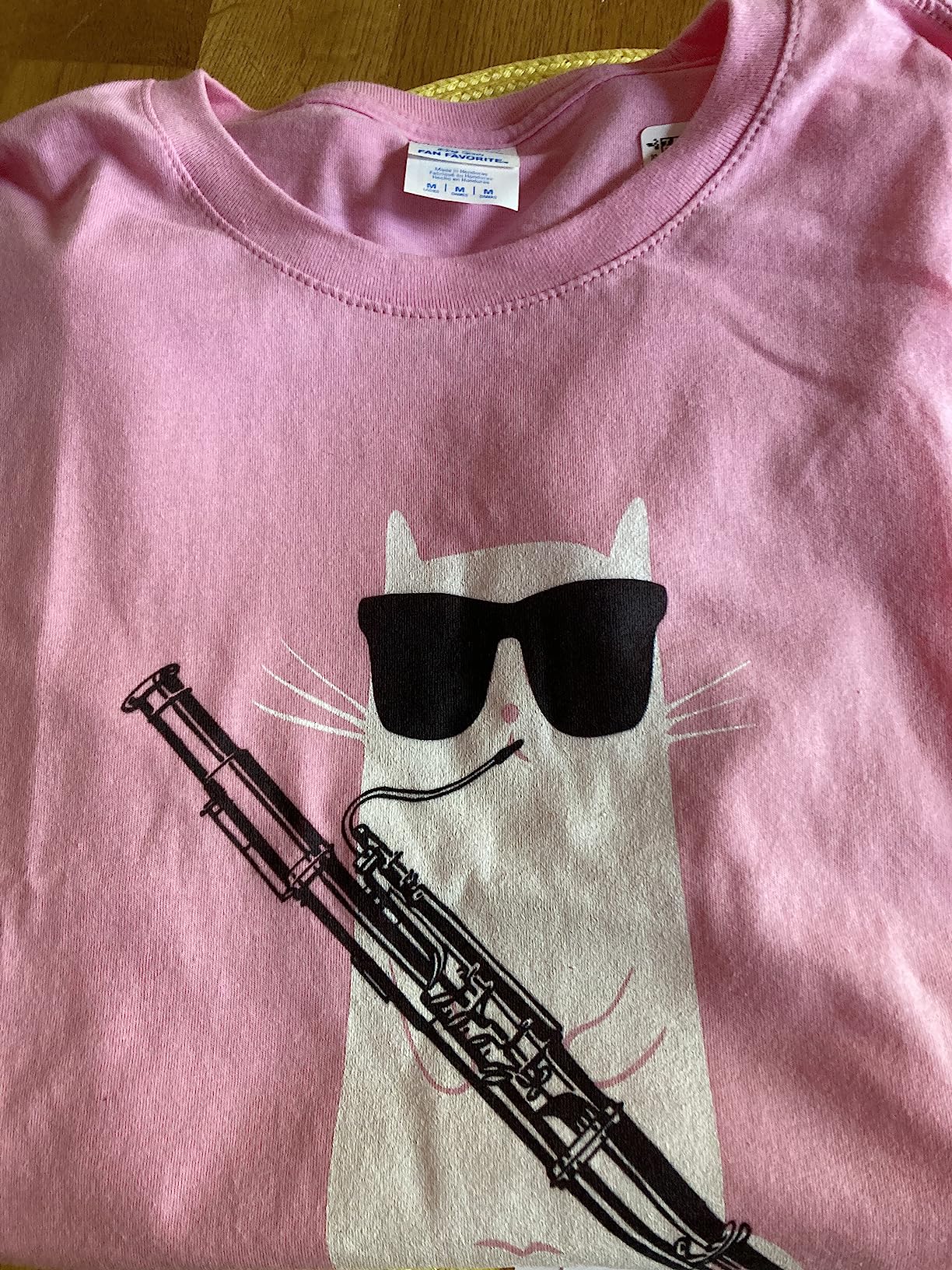 Amazon.com: Funny Cat Wearing Sunglasses Playing Bassoon T-Shirt ...