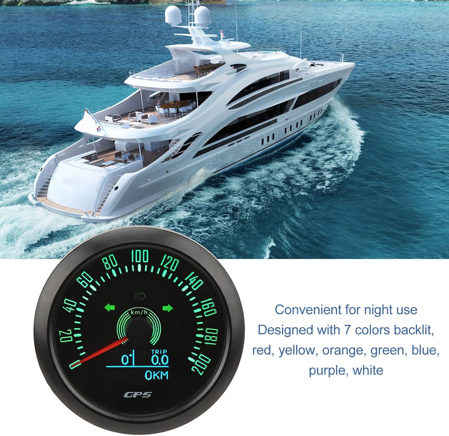 MPH GPS Speedometer Odometer, 3 in 1 200MPH 85mm 932V Tachometer with 7 ...