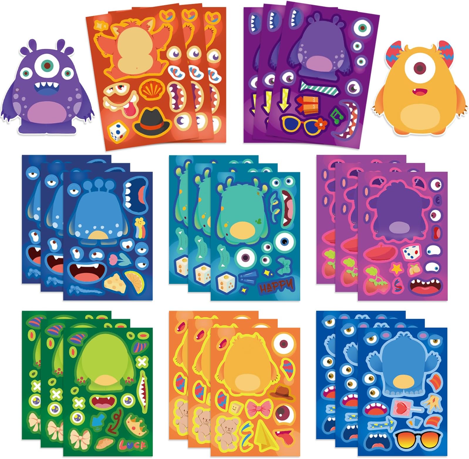 Amazon.com: Make a Monster Face Stickers 24 PCS Monster Stickers for ...