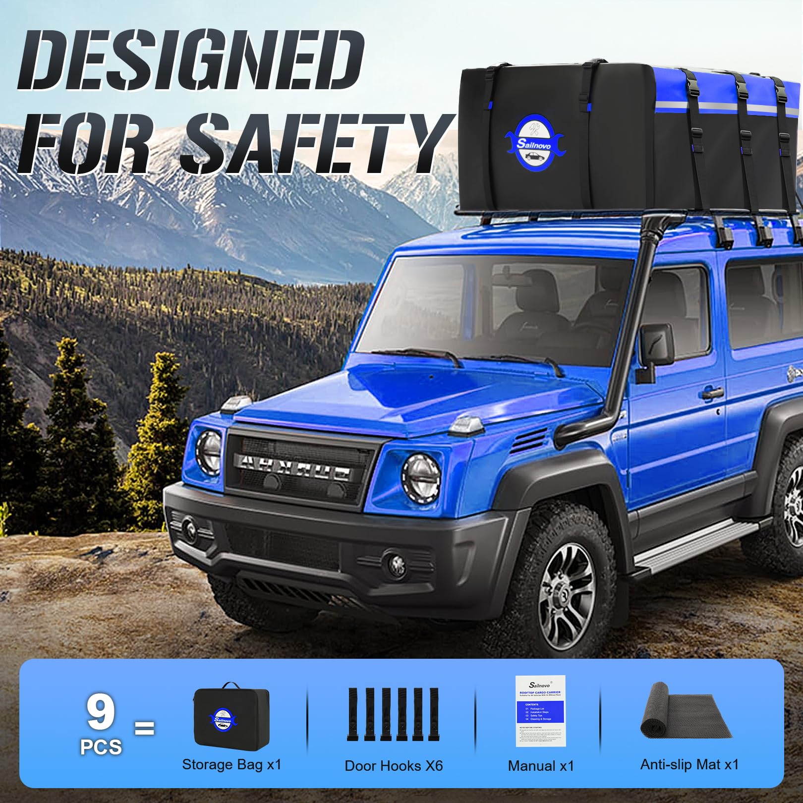 Snapklik.com : Sailnovo Rooftop Cargo Carrier PVC 20 Cubic Waterproof ...