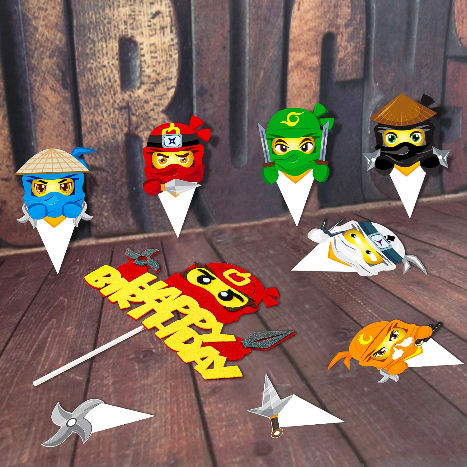 49Pcs Ninja Cake Toppers, Ninja Themed Party Cake Decorations, Happy ...