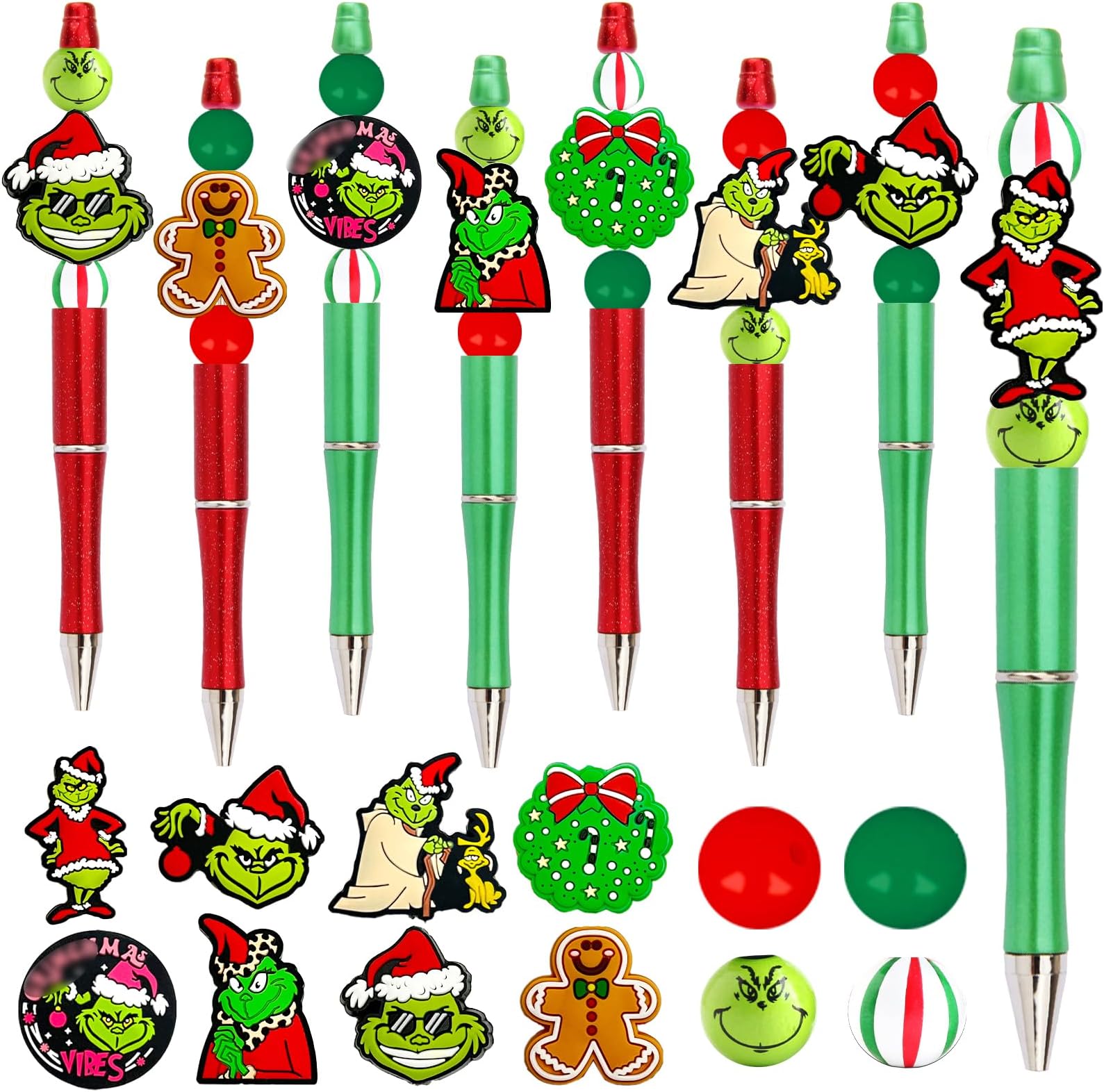 Amazon.com : Ohjijinn 8Pieces Christmas Beadable Pens Kit Funny Focal ...