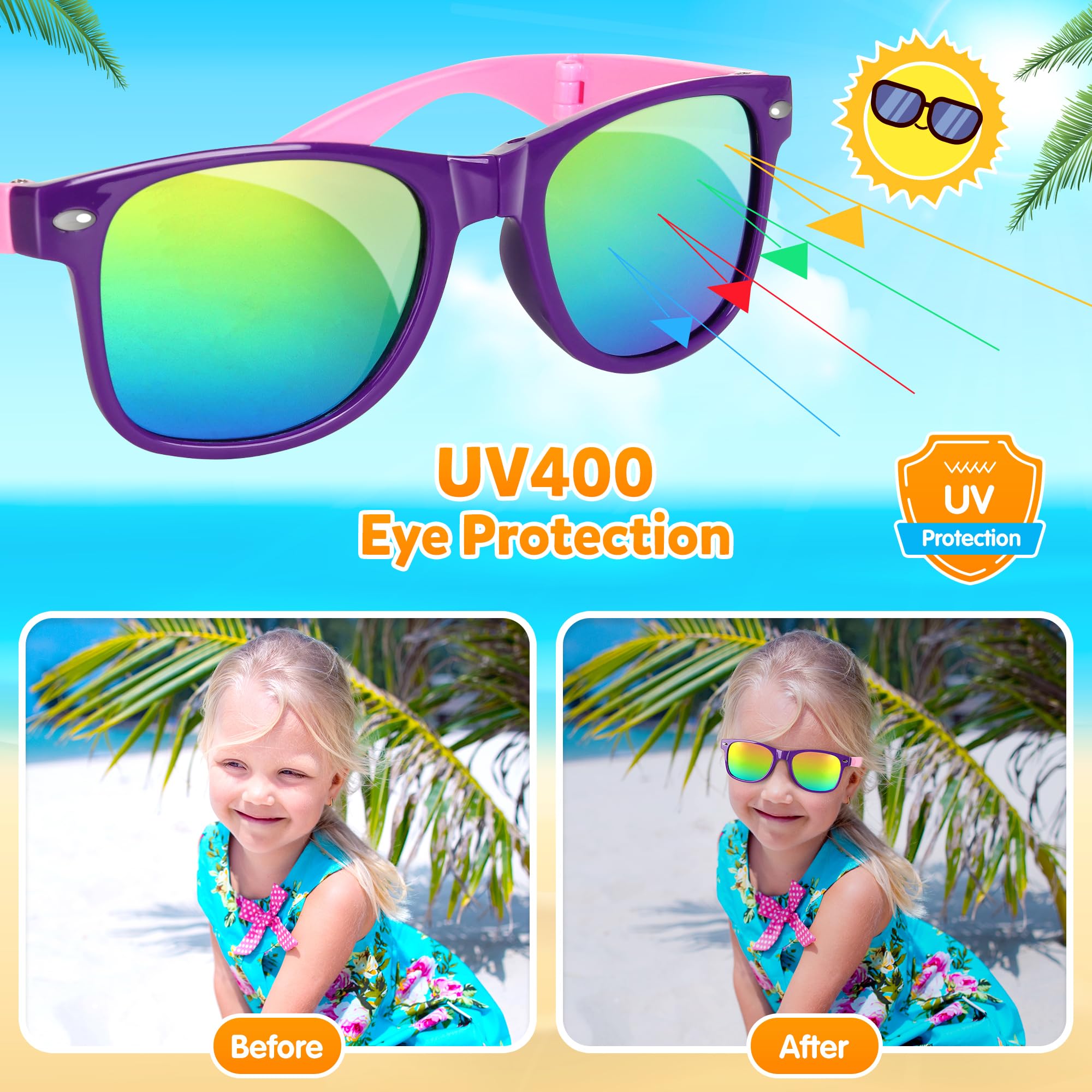 Snapklik.com : Mocoosy Foldable Sunglasses Bulk For Kids, 18 Pack Neon ...