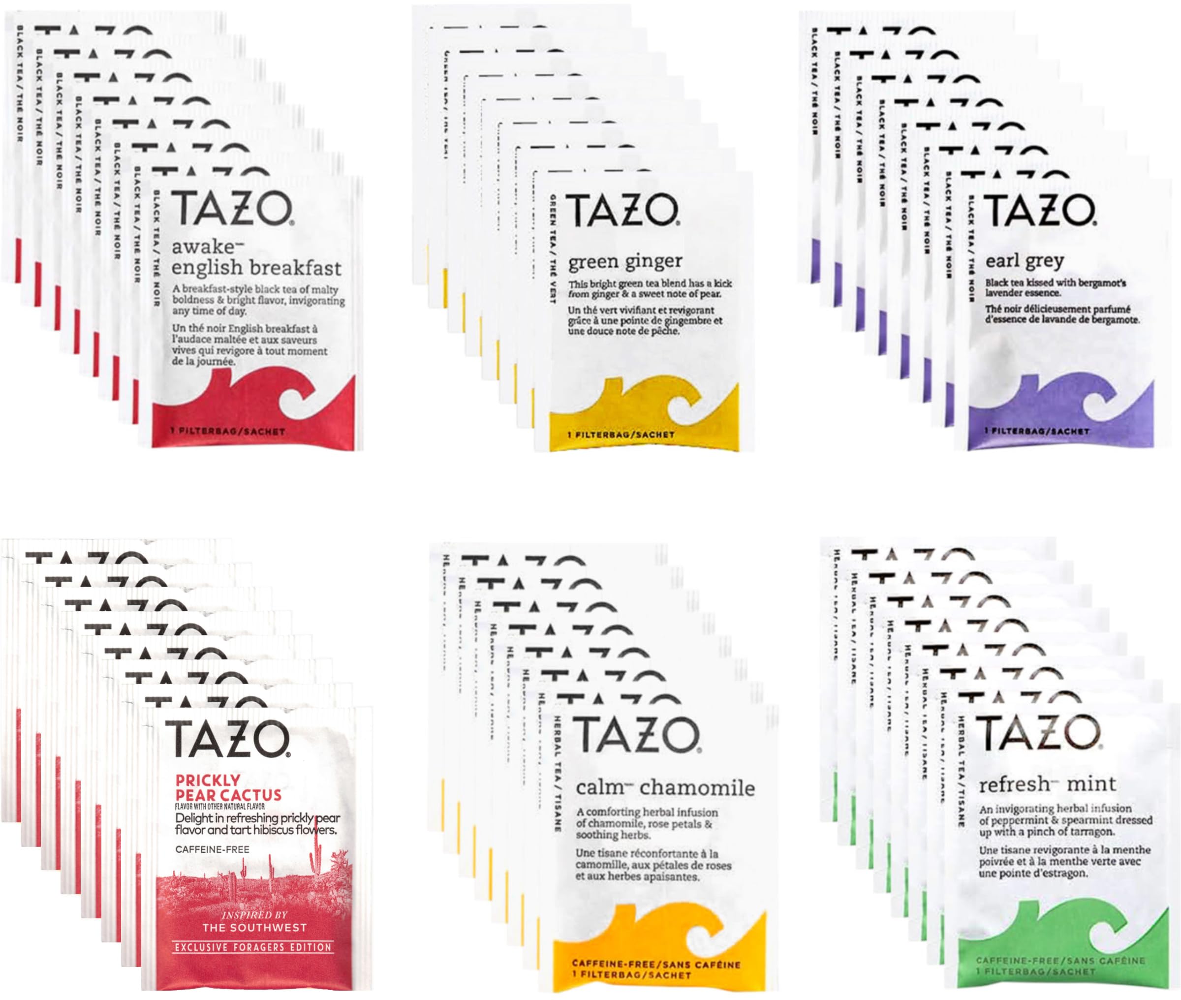 Amazon.com: TAZO Tea Bags Sampler, 48 Count Variety Gift Box, 6 ...