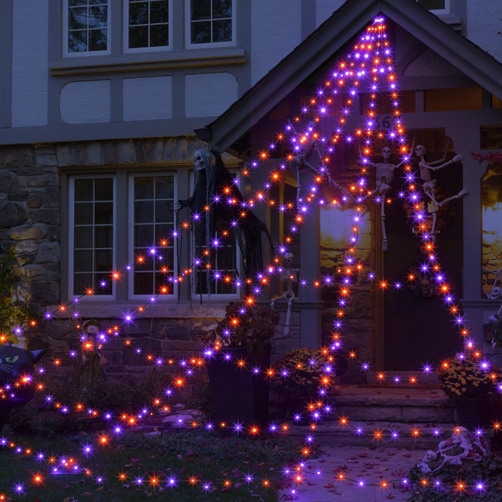 Amazon.com: Halloween Decorations Spider Web Lights, 404 LED 16Ft*14Ft ...