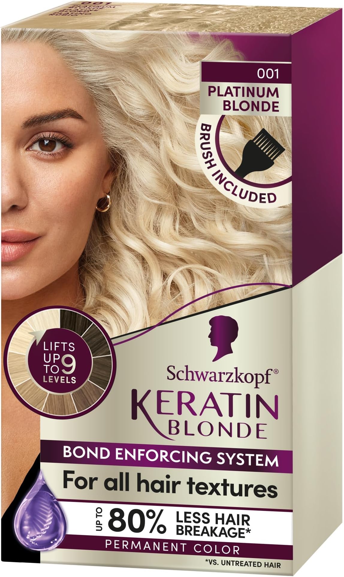 Amazon.com : Schwarzkopf Keratin Blonde Hair Dye Platinum Blonde 001 ...
