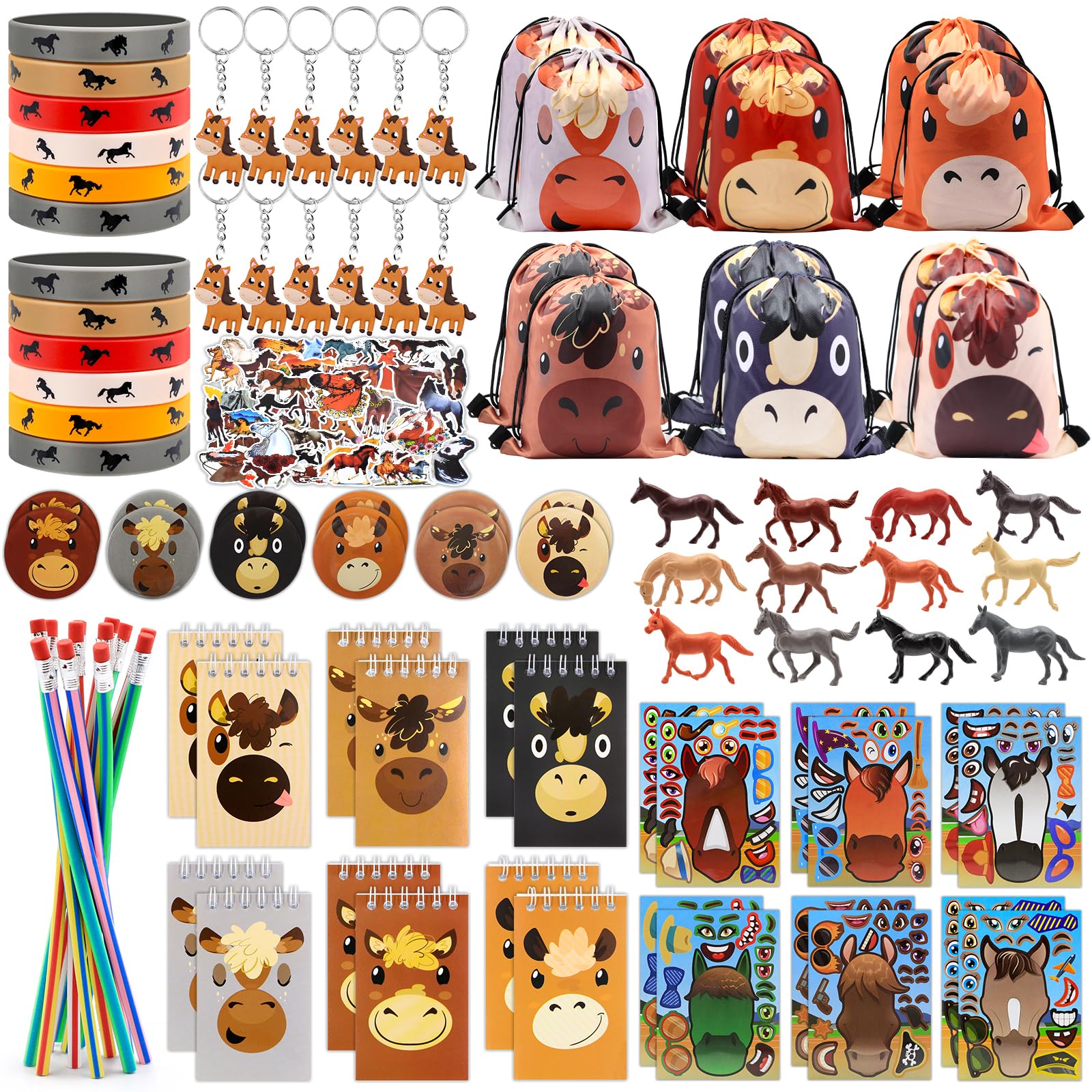 146Pcs Horse Party Favors Horse Goodie Bags with Drawstring Bag ...