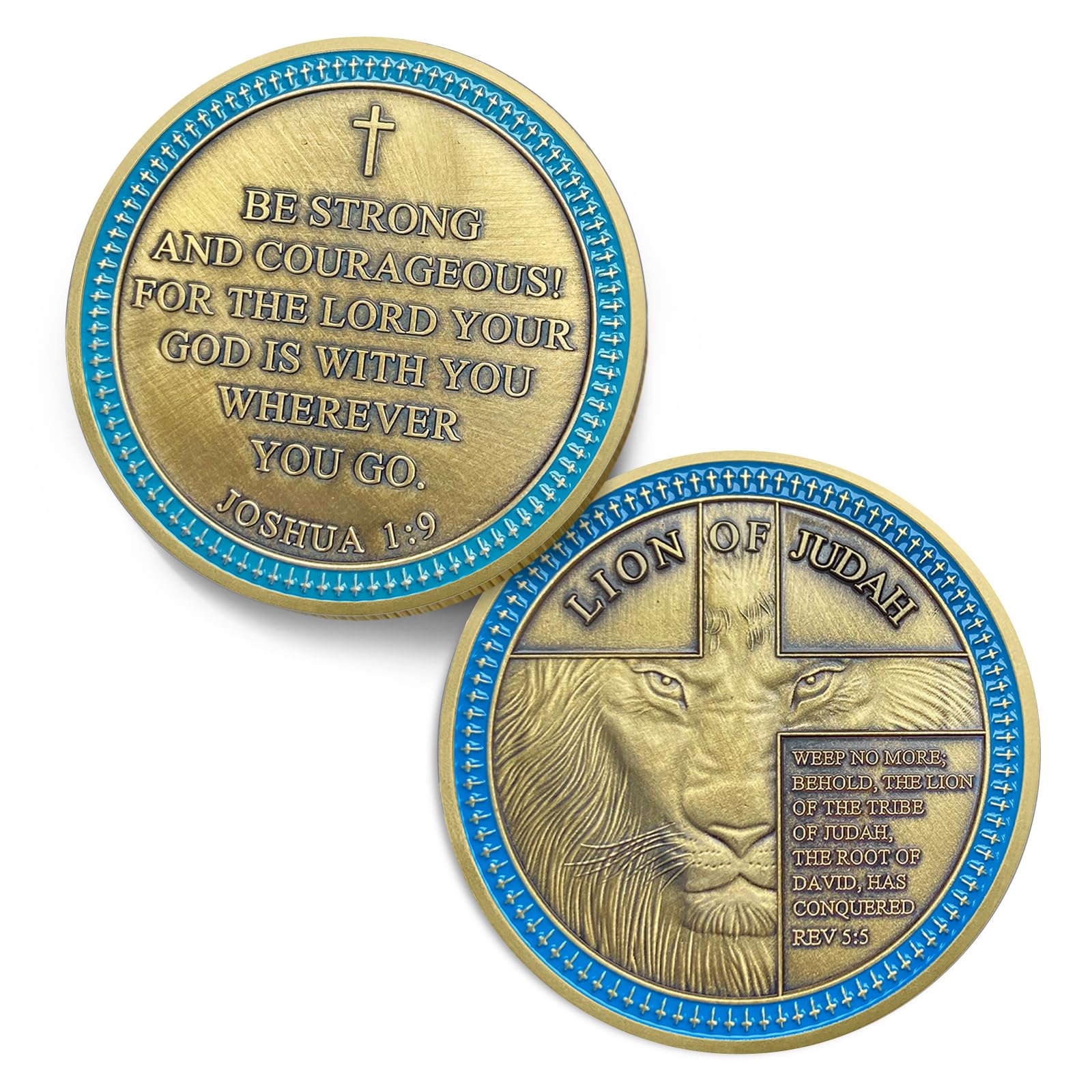 Snapklik.com : Rare Lion Of Judah Challenge Coin - Joshua 1 9 Be Strong ...