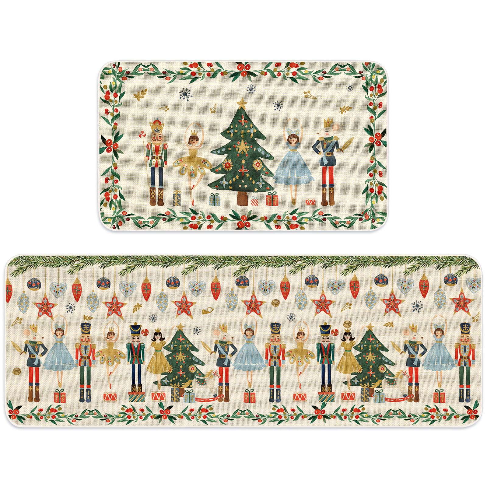 Amazon.com: JarThenaAMCS Nutcracker Kitchen Mat Set of 2 Christmas ...