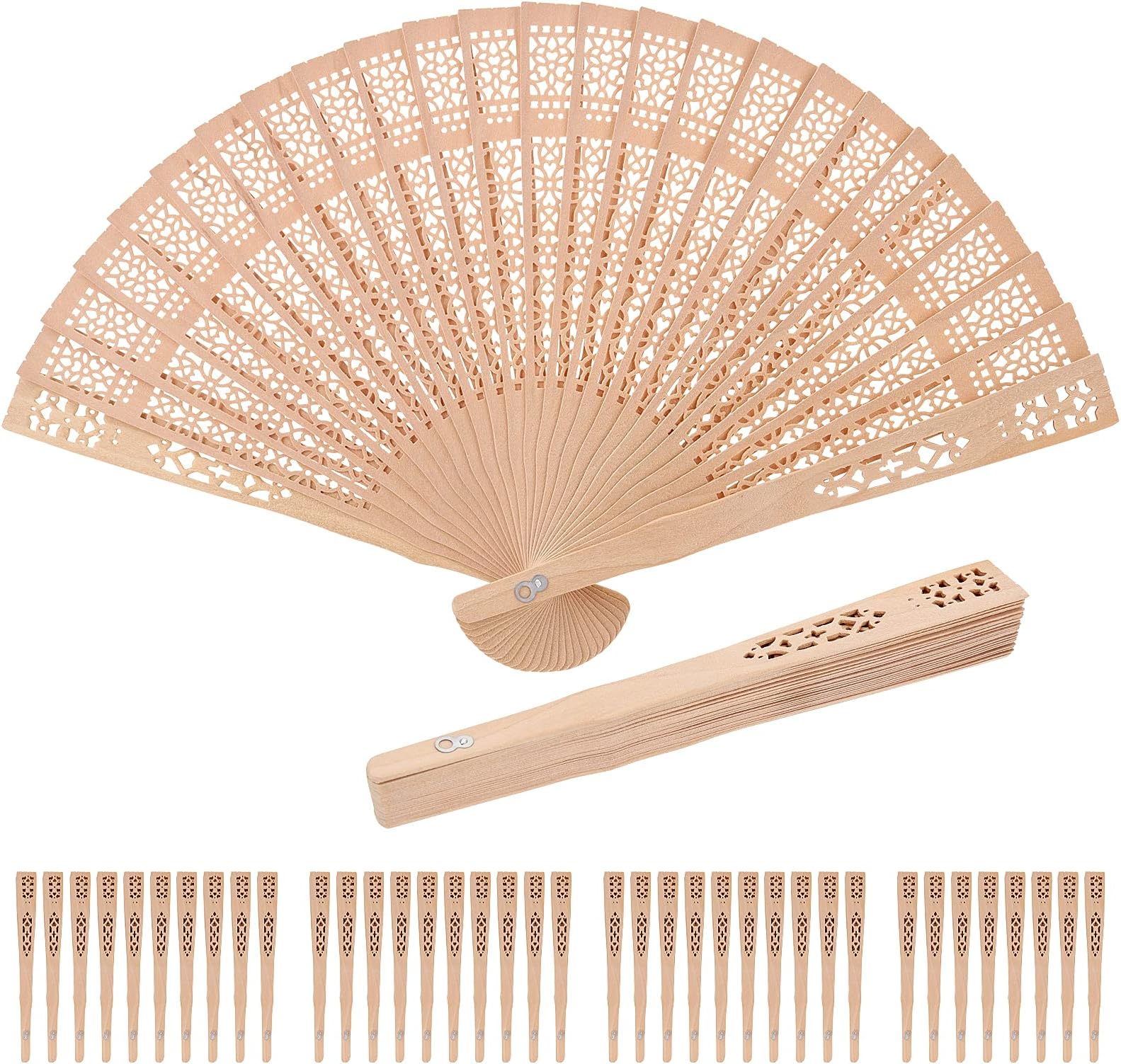 Amazon.com: FUNSUEI 40 Pack Sandalwood Fan, Wooden Folding Fan, Chinese ...